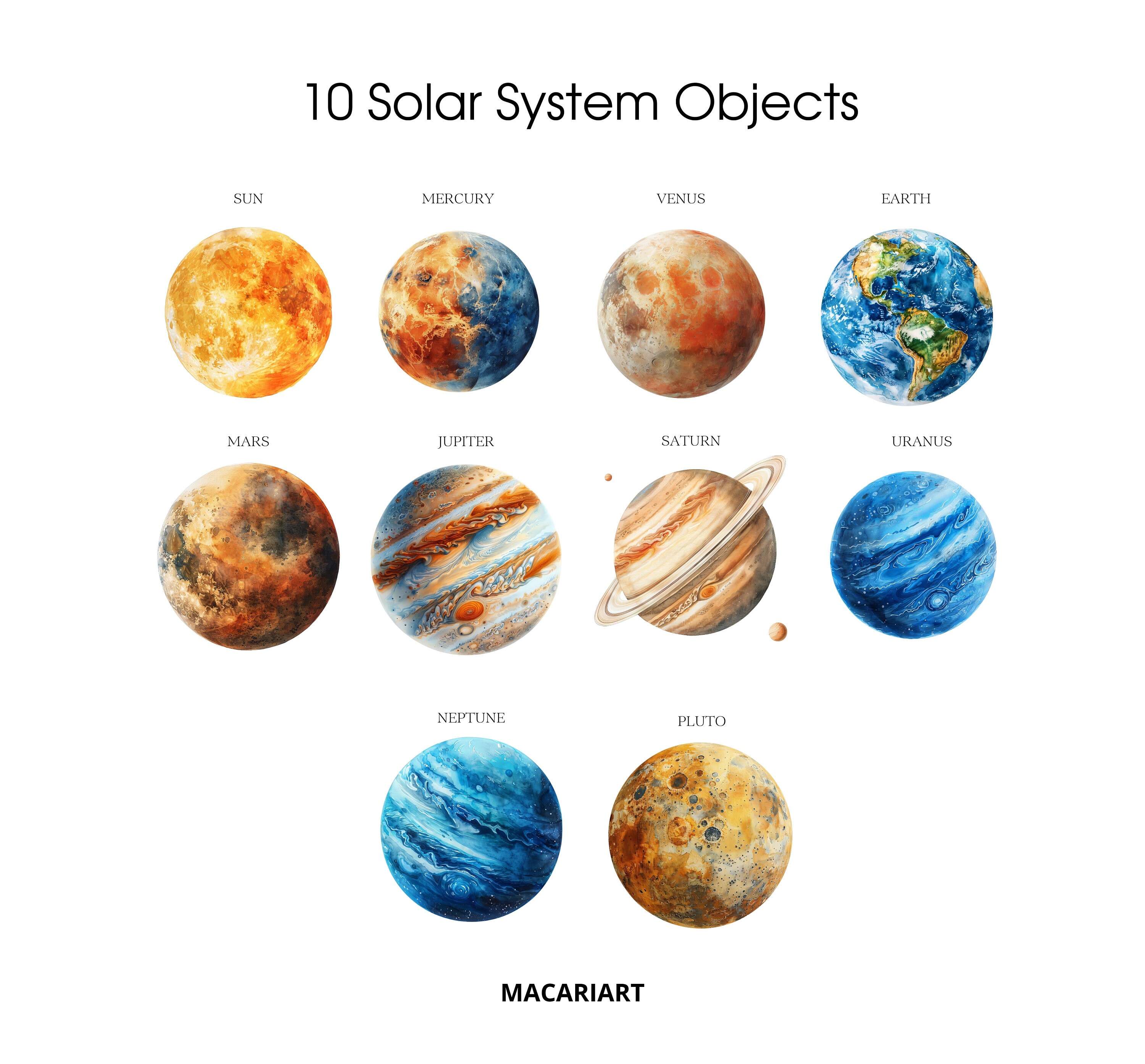 Realistic Solar System Clipart Pack Planets Png Universe Clipart ...