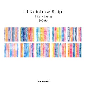 Watercolor Stripes Digital Paper Seamless Pattern Rainbow Pastel ...