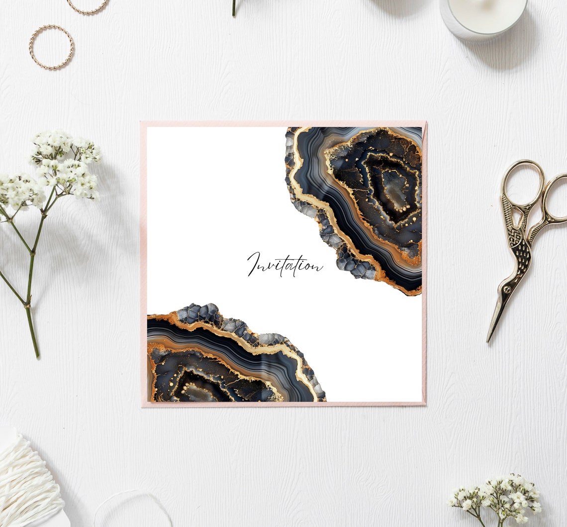 Black Agate Border Clipart Gold Glitter Black Marble Border Geode ...