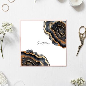 Black Agate Border Clipart Gold Glitter Black Marble Border Geode ...
