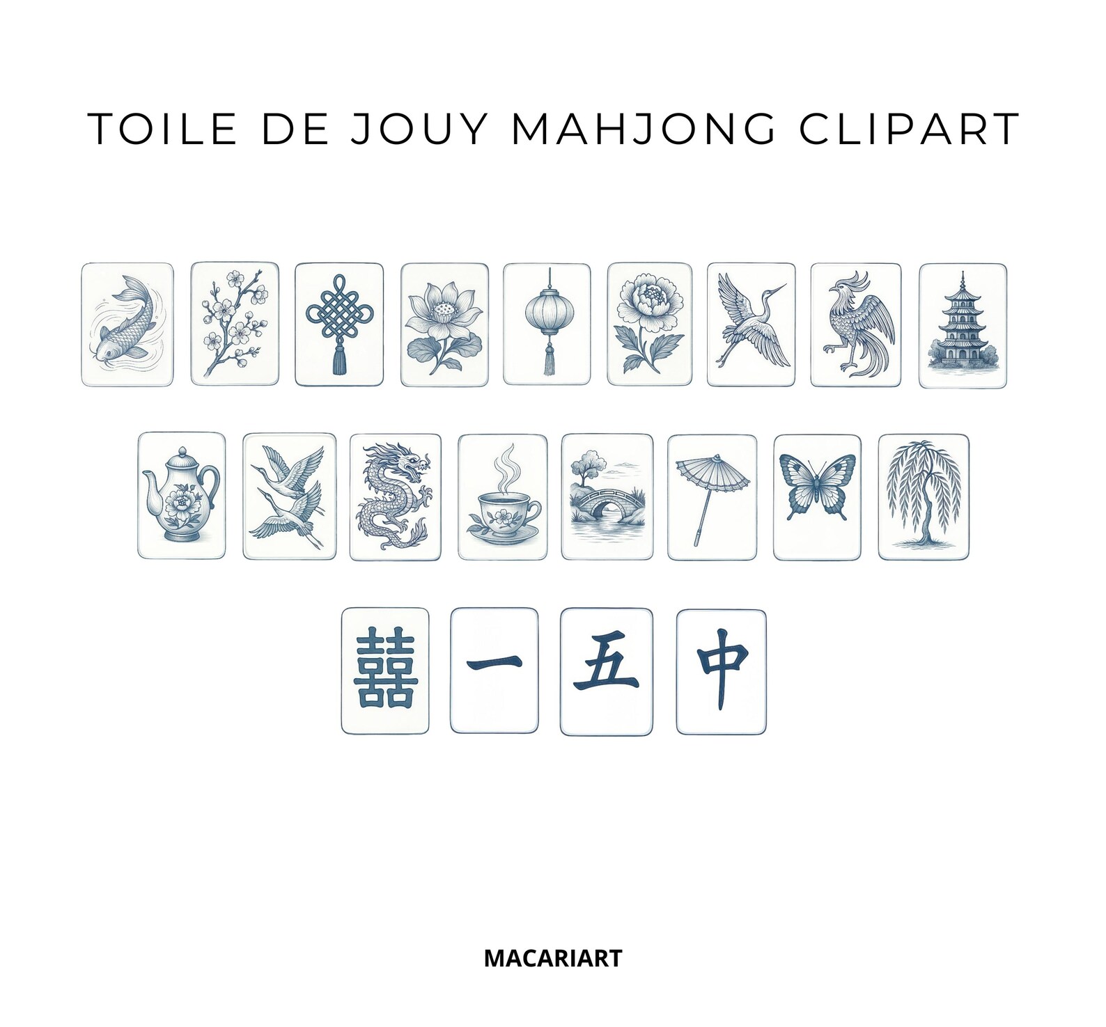 Mahjong Clipart, Toile De Jouy Mahjong Tiles, Watercolor Mahjong Png ...