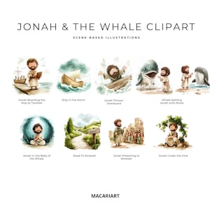 Jonah and the Whale Clipart, Book of Jonah, Biblical Character Clipart ...