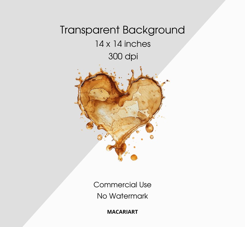 Coffee Heart Stain Clipart Watercolor Coffee Heart Espresso Coffee ...