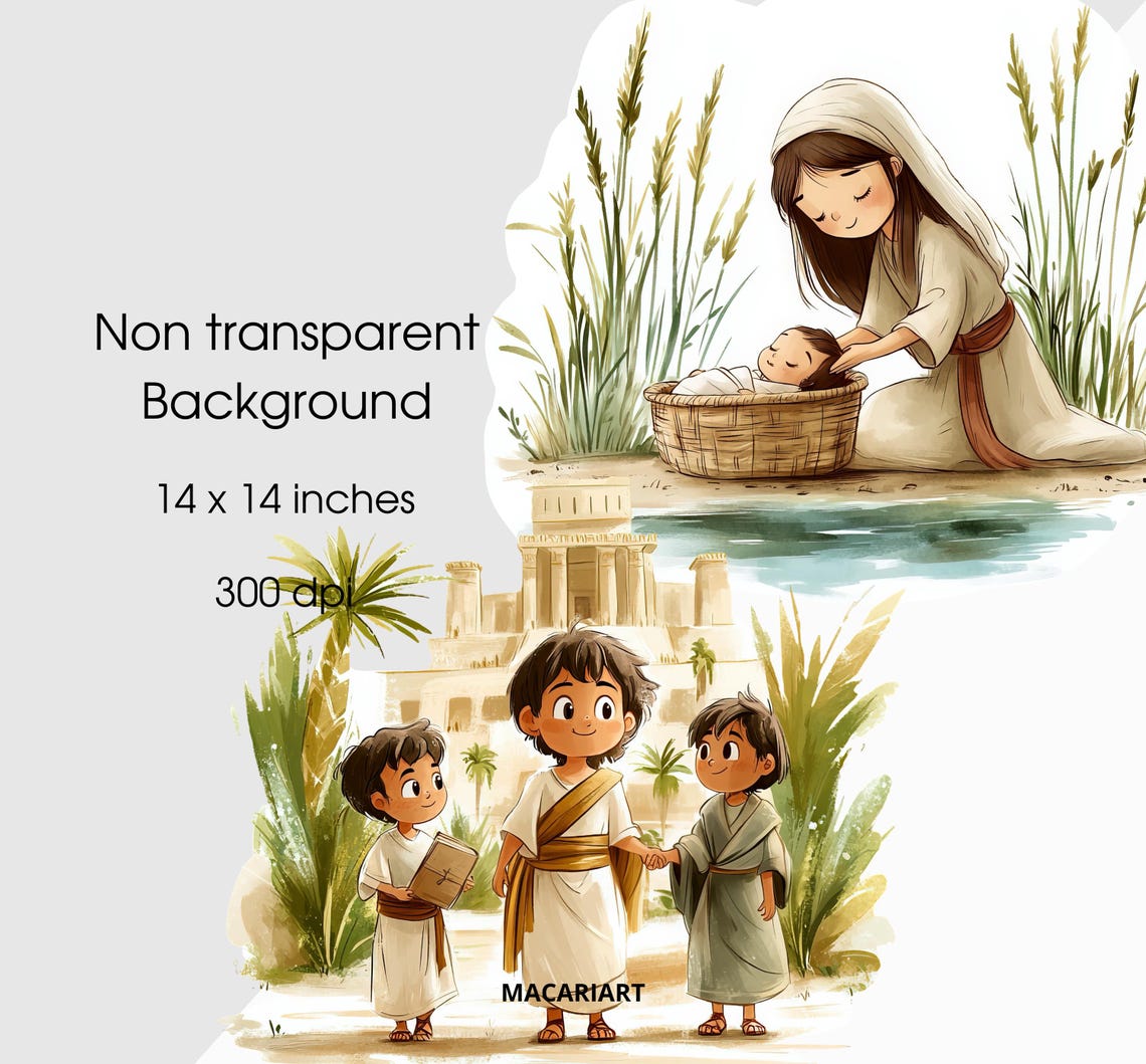 Moses Clipart, Biblical Scenes Clipart, Kids Bible Study Clipart, Bible ...
