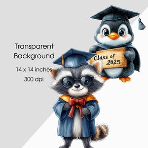 Graduate Animals Clipart, Cute Graduation PNG, Watercolor Graduation ...