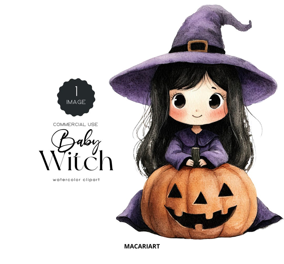 Cute Witch Clipart Watercolor Halloween Clip Art Mystical Witches Png ...