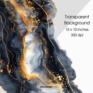 Black Agate Borders Clipart Gold Glitter Black Marble Border Geode ...
