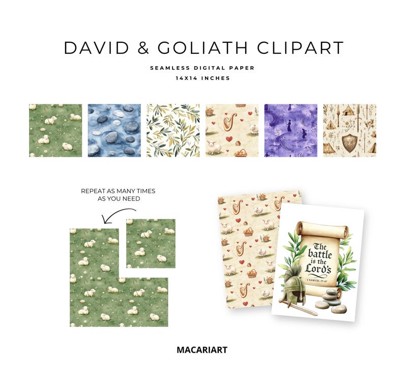 David and Goliath Clipart, Kids Bible Study, Biblical Character Clipart ...