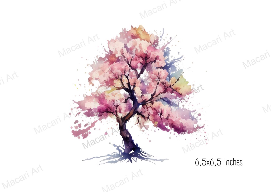 Watercolor Cherry Blossom Clipart Watercolor Flowers Cherry - Etsy