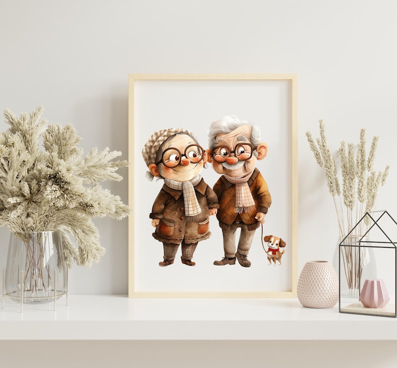 Funny Old Couple Clipart Cute Grandparents Happy Senior Citizen Clipart ...