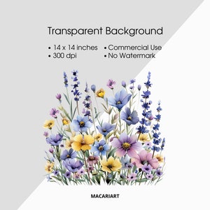 Wildflowers Borders Clipart Floral Watercolor Borders Lavender Flowers ...