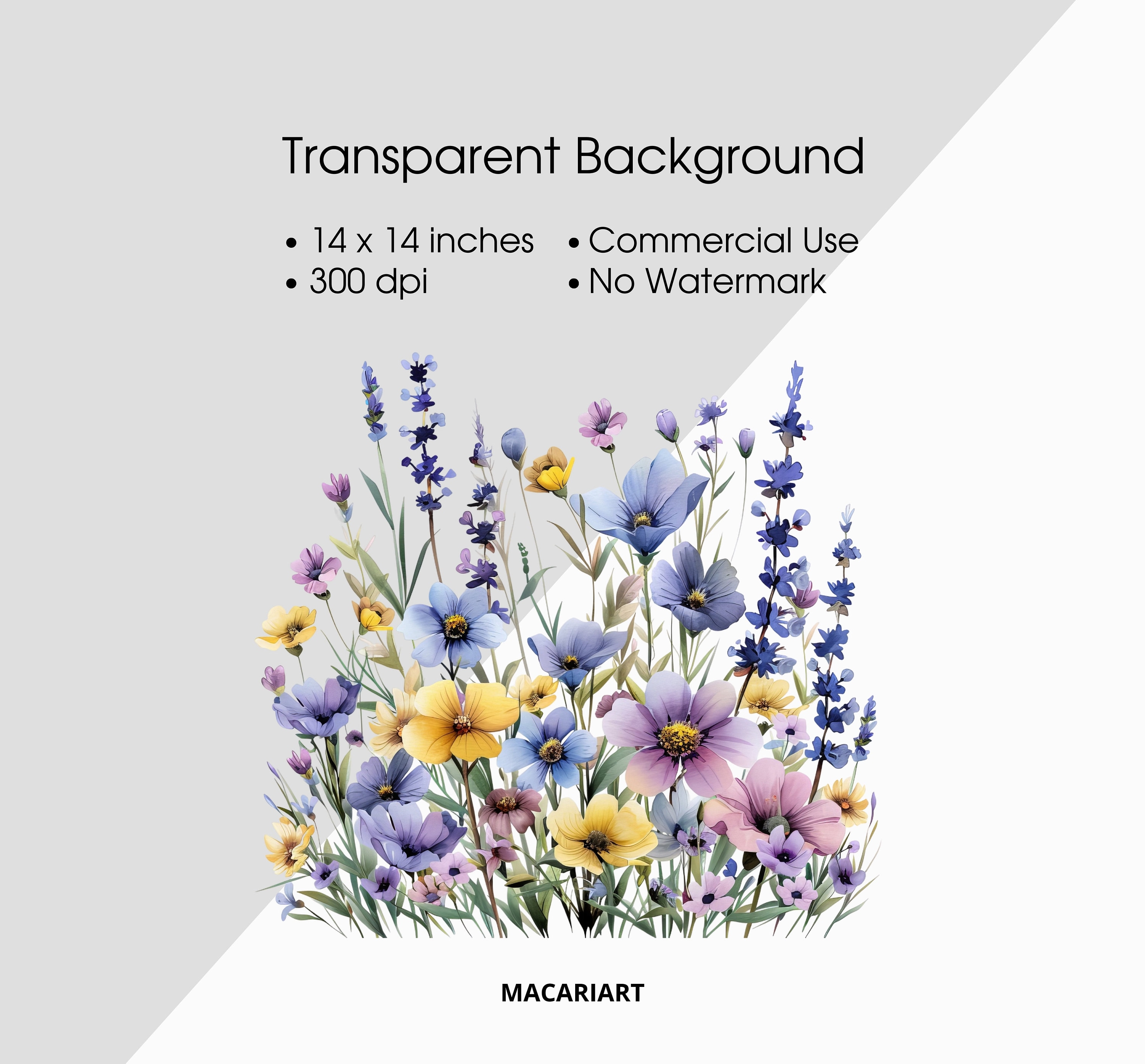 Wildflowers Borders Clipart Floral Watercolor Borders Lavender Flowers ...