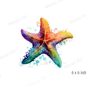 Watercolor Under the Sea Clipart Starfish Wall Art Bathroom Decor ...