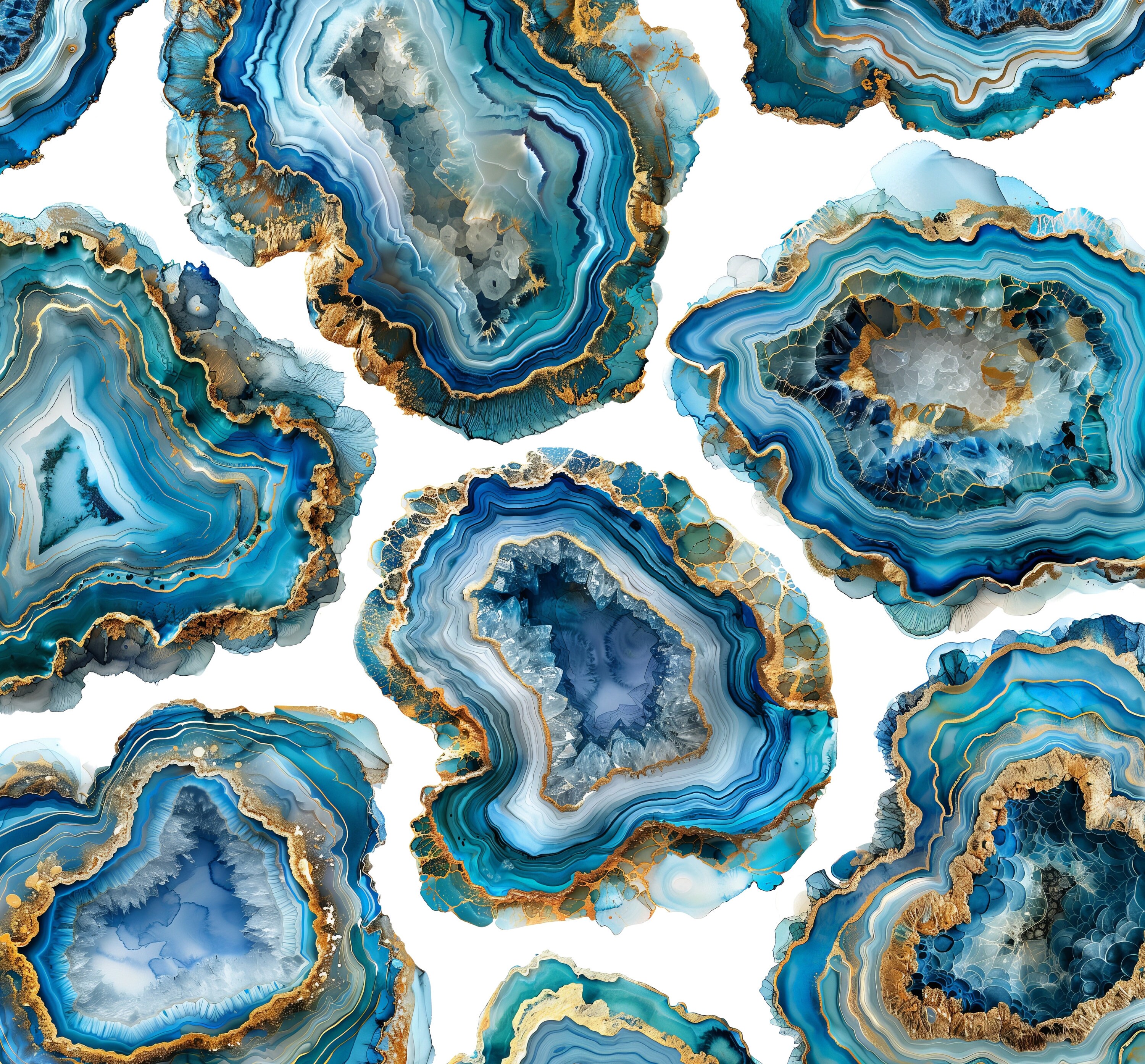 Turquoise Agate Border Clipart Gold Glitter Blue Marble Border Geode ...