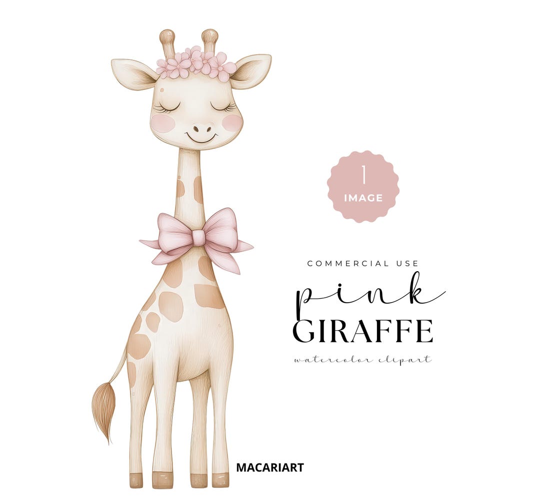 Baby Giraffe Watercolor Clipart, Cute Jungle Animal, Giraffe Baby ...