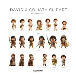 David and Goliath Clipart, Kids Bible Study, Biblical Character Clipart ...