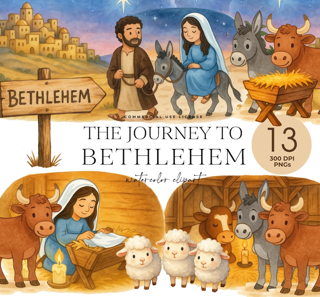 The Journey to Bethlehem Scenes, Cute Nativity Scene, Christmas Star ...