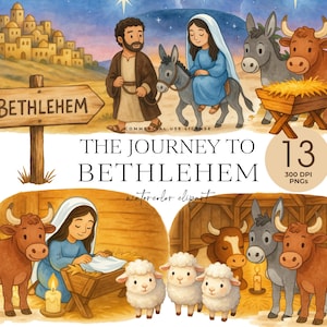 The Journey to Bethlehem Scenes, Cute Nativity Scene, Christmas Star ...
