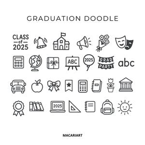 Graduation Doodle Clipart, Graduation SVG, Graduation cap, Diploma ...