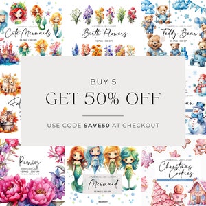 Mermaid Watercolor Clipart Pack, Mermaid Png, Little Mermaid Clipart ...