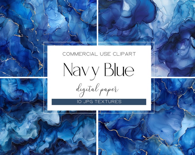 Navy Blue and Gold Border Clipart, Alcohol Ink Textures, Colorful Deep ...