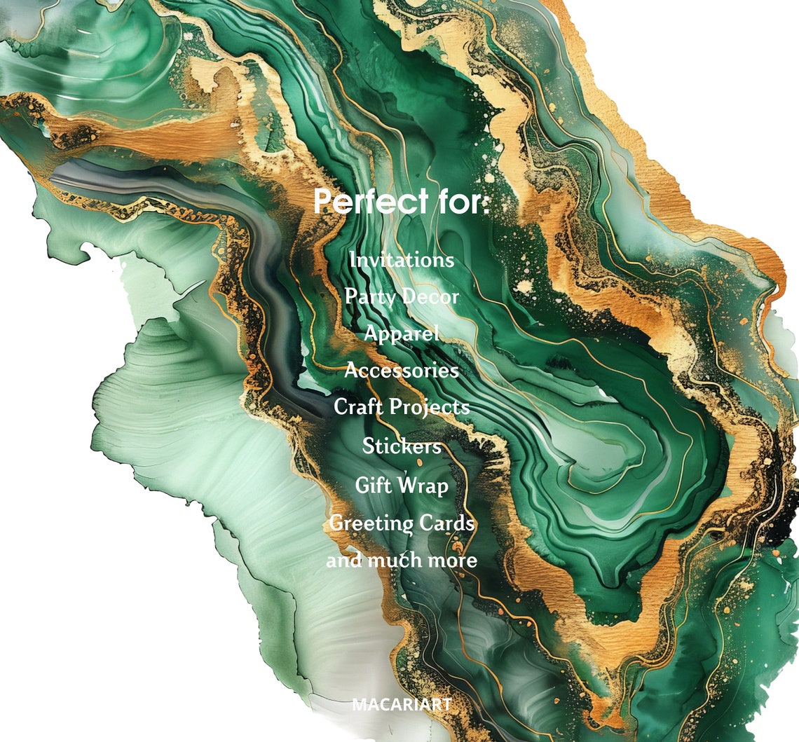 Green Agate Border Clipart Gold Glitter Green Marble Border Geode ...