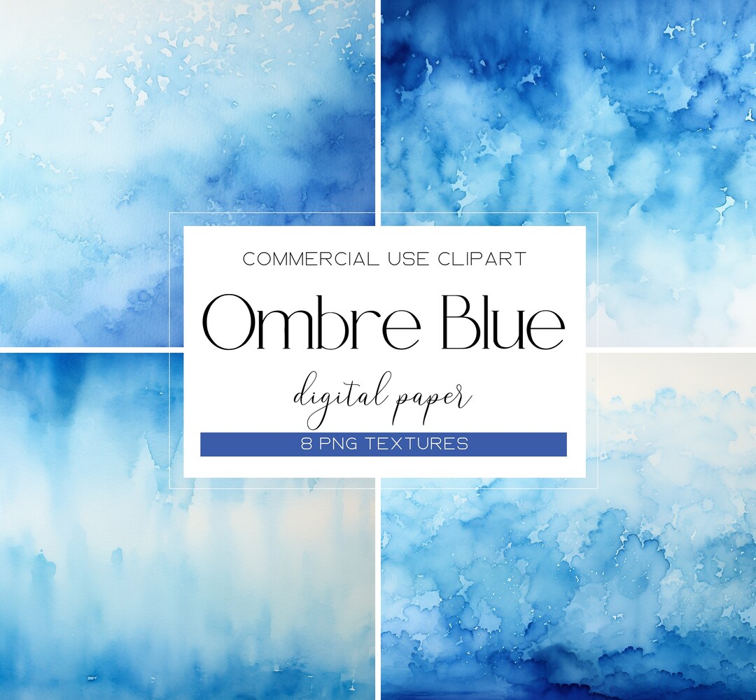 Ombre Blue Abstract Texture Clipart Blue Pastel Watercolor Backgrounds ...