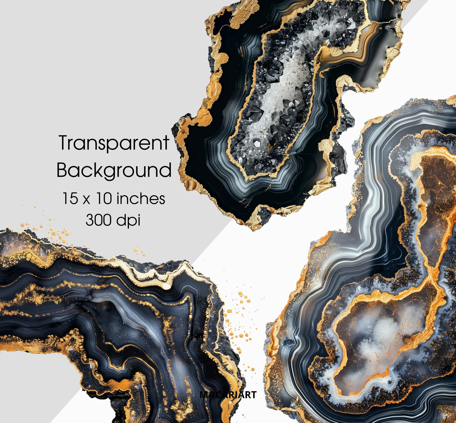 Black Agate Borders Clipart Gold Glitter Black Marble Border Geode ...