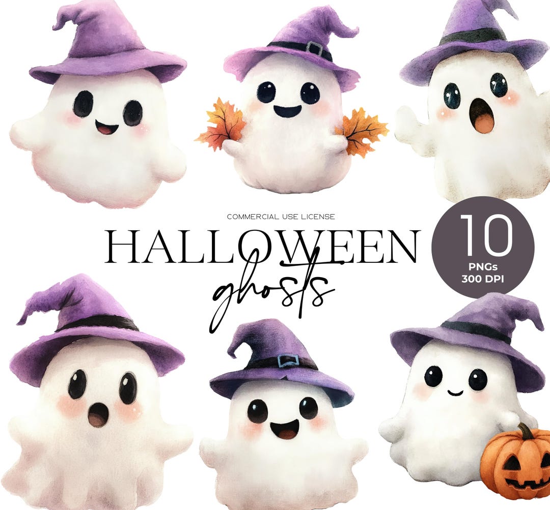 Cute Ghost Clipart Halloween Ghost Png Spooky Ghost Watercolor ...