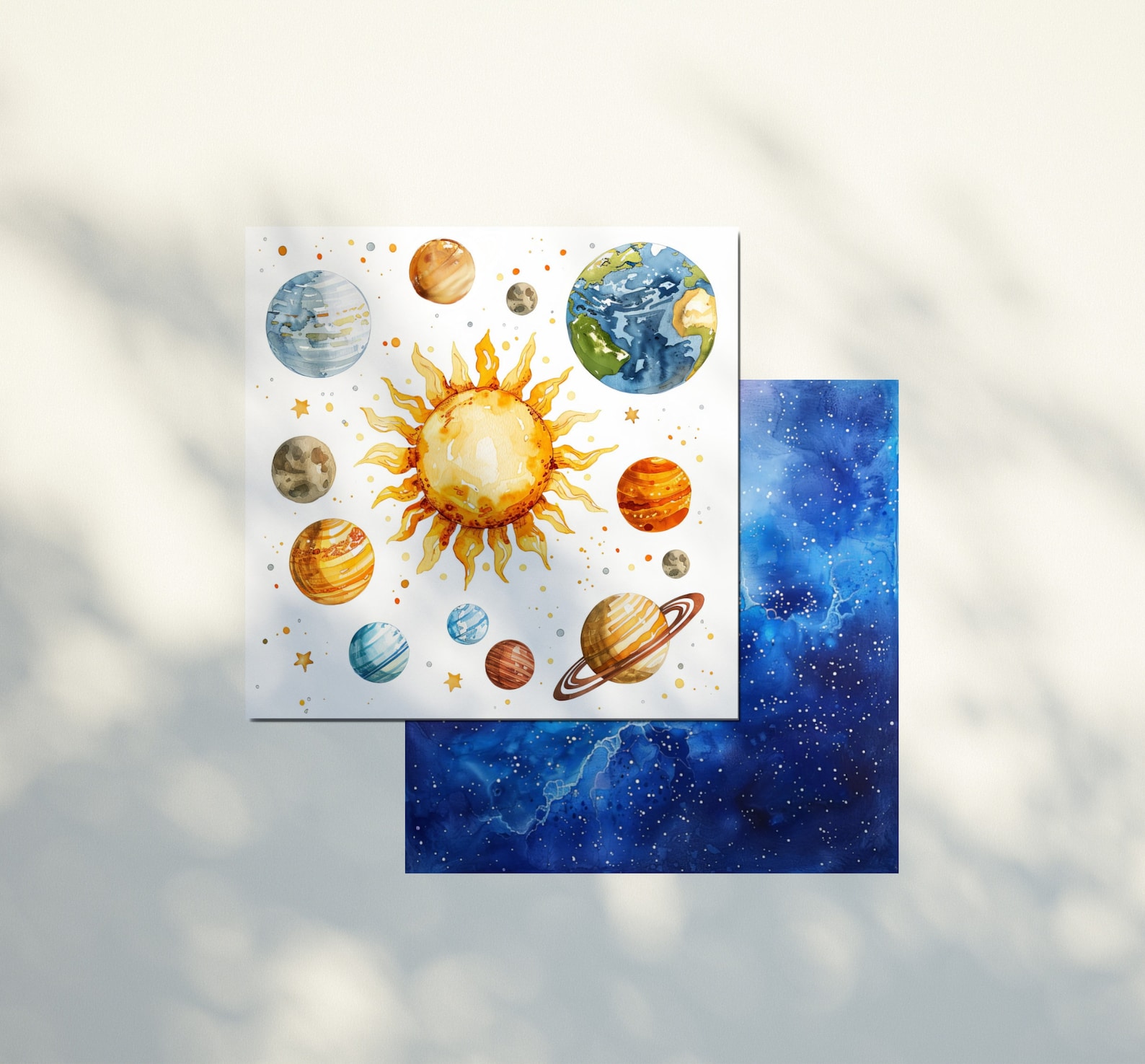 Watercolor Solar System Clipart Pack Planets Png Universe Clipart ...