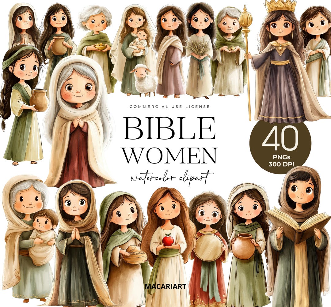 Women of the Bible Clipart, Biblical People, Praying Sisters, Faith ...