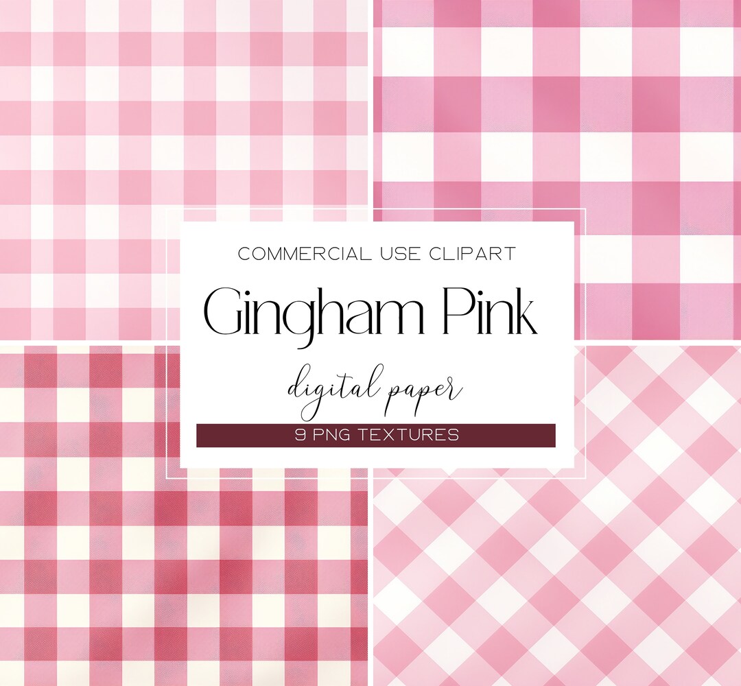 Gingham Pink and White Texture Clipart Check Pattern Backgrounds Pink ...