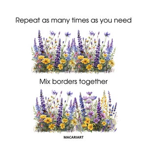 Wildflowers Borders Clipart Floral Watercolor Borders Lavender Flowers ...