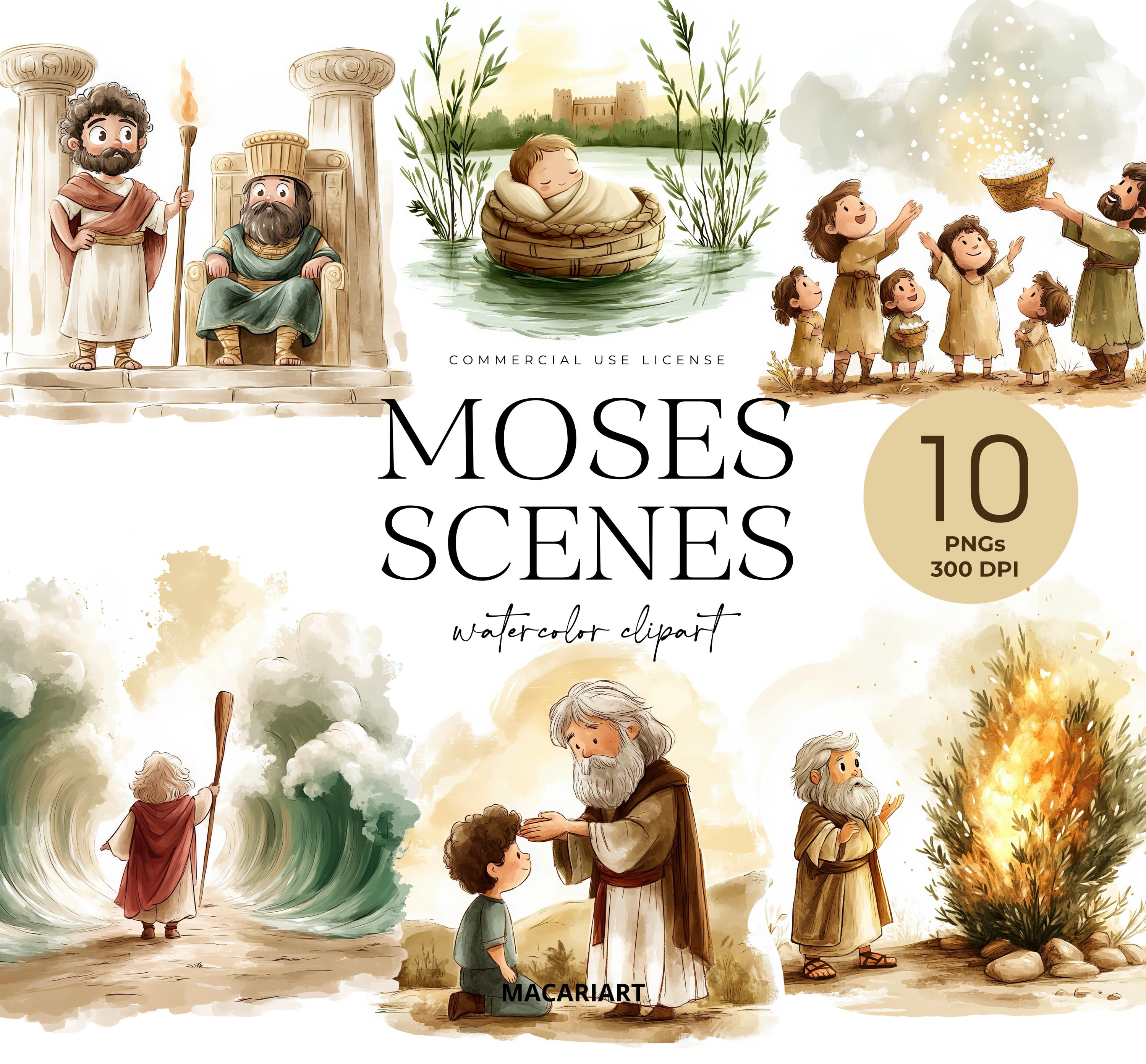 Moses Clipart, Biblical Scenes Clipart, Kids Bible Study Clipart, Bible ...