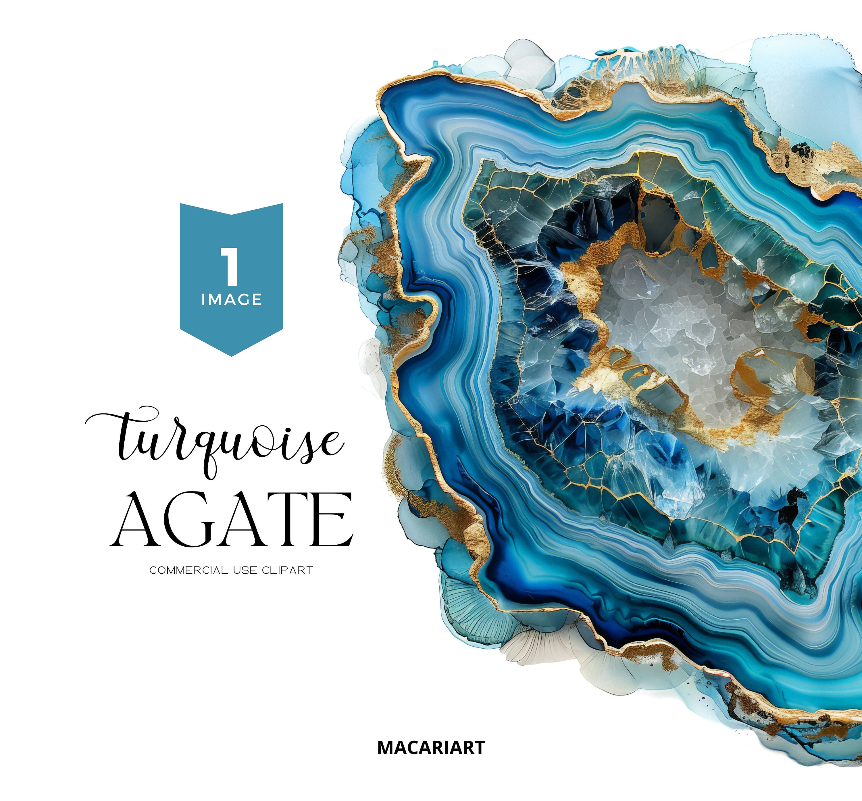 Turquoise Agate Border Clipart Gold Glitter Blue Marble Border Geode ...