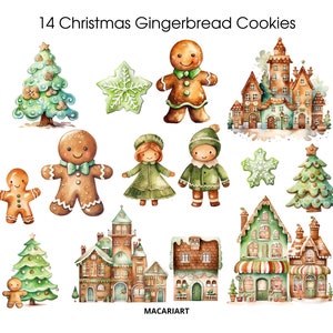 Cute Gingerbread Clipart Watercolor Gingerbread House Clipart Christmas ...