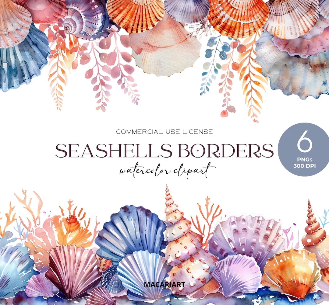 Seashell Border Clipart Sea Theme Border Ocean Decor for Card Making ...