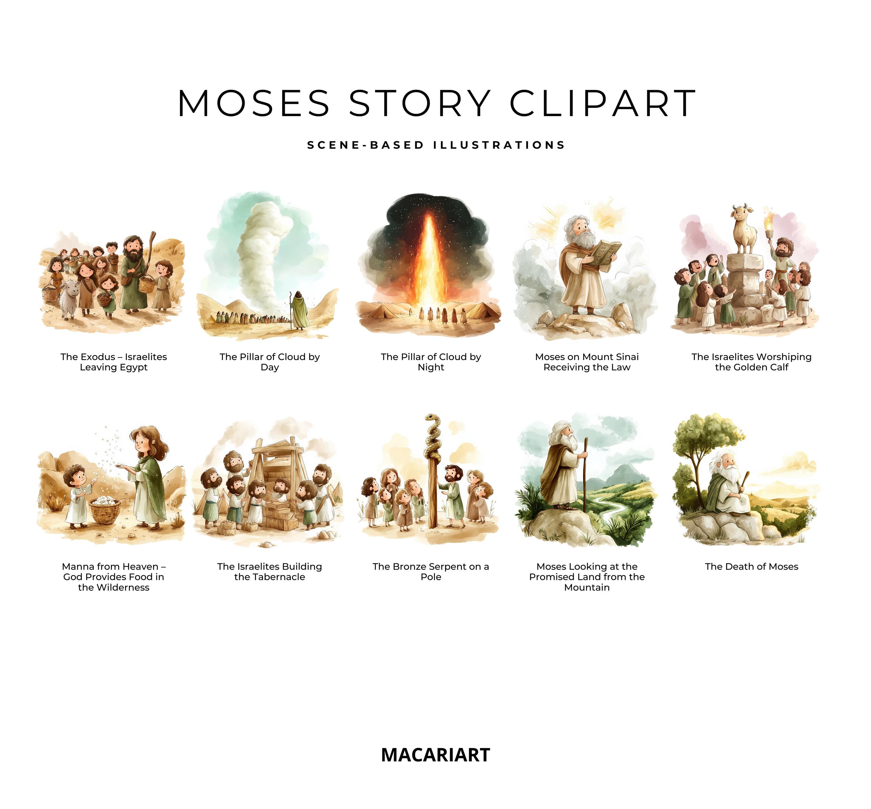 Moses Clipart, Biblical Scenes Clipart, Old Testament Clipart, Kids ...