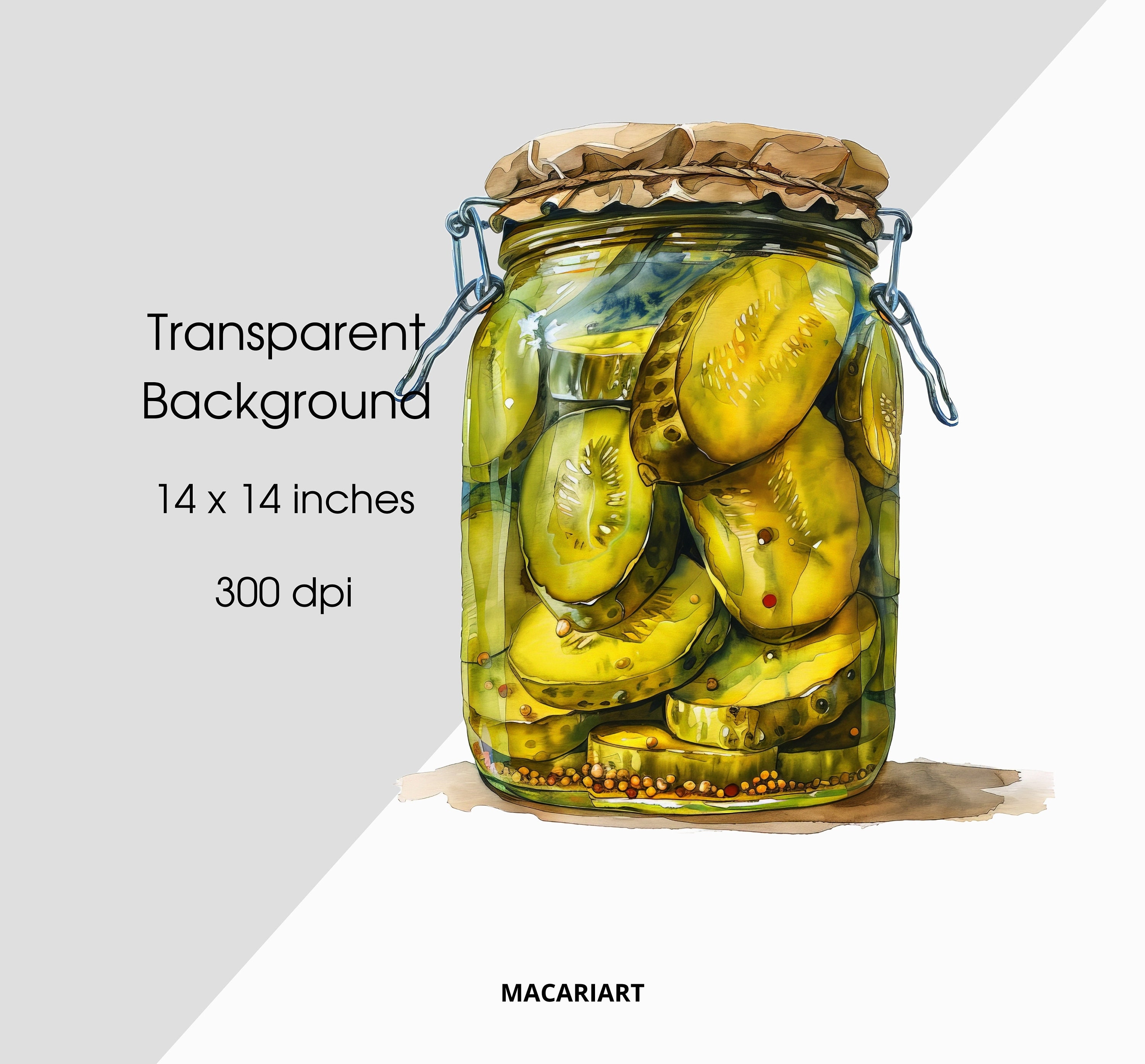 Pickle Jar Png Watercolor Preserves Clipart Food Clipart Canning Label ...