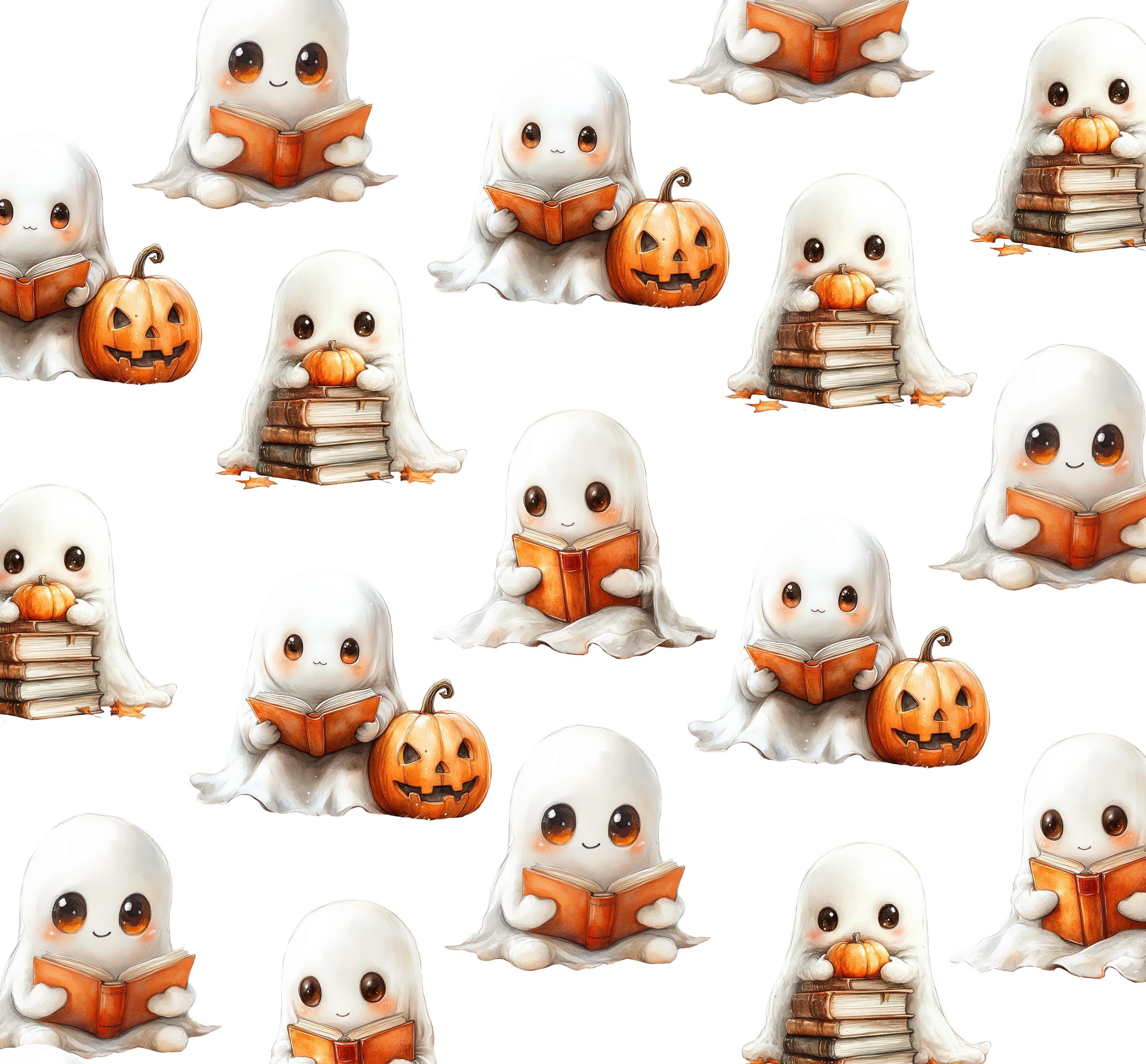 Cute Ghost Reading Clipart Halloween Bookish Ghost Png Spooky Bookish ...