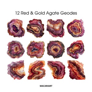 Red Agate Borders Clipart Gold Glitter Burgundy Marble Border Geode Clipart Wedding Invitation ...