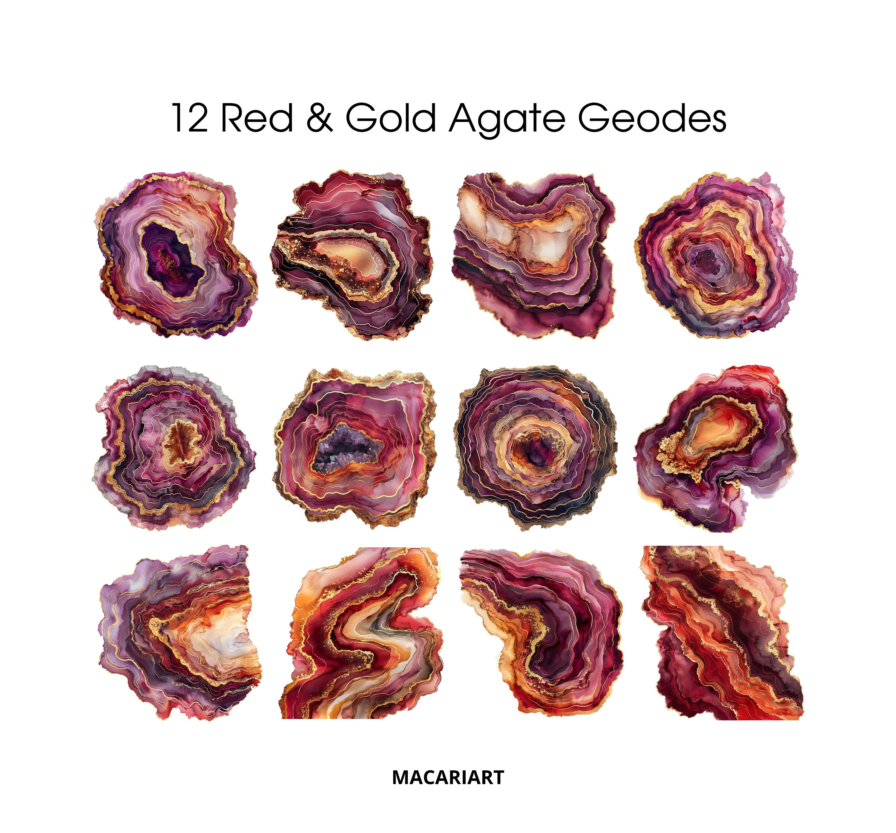 Red Agate Borders Clipart Gold Glitter Burgundy Marble Border Geode ...