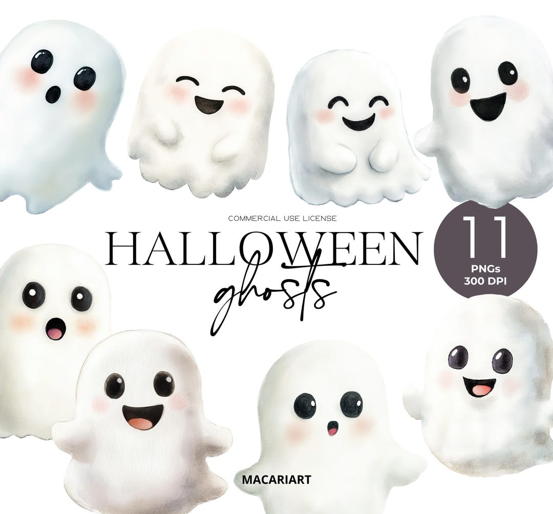 Cute Ghost Clipart Halloween Ghost Png Spooky Ghost Watercolor ...