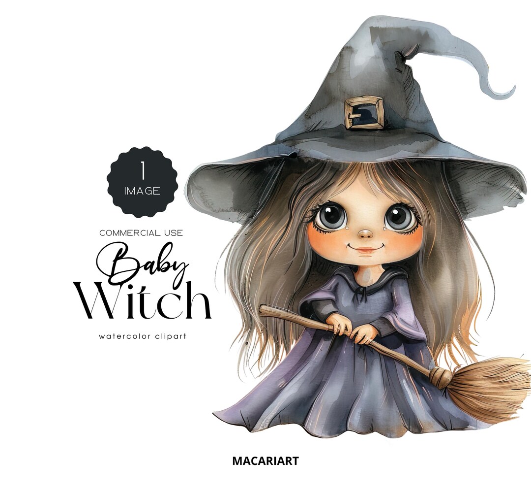 Cute Witch Clipart Watercolor Halloween Clip Art Mystical Witches Png ...
