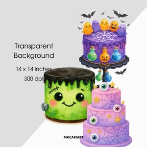 Halloween Cake Clipart, Cute Spooky Desserts, Kawaii Spooky Treats Png ...