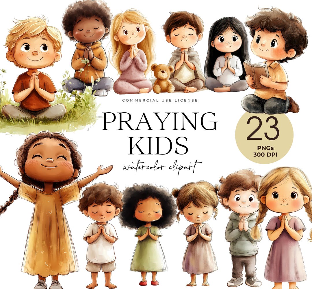 Praying Kids Clipart, Cute Children Praying, Bible Study, Praying Girls ...