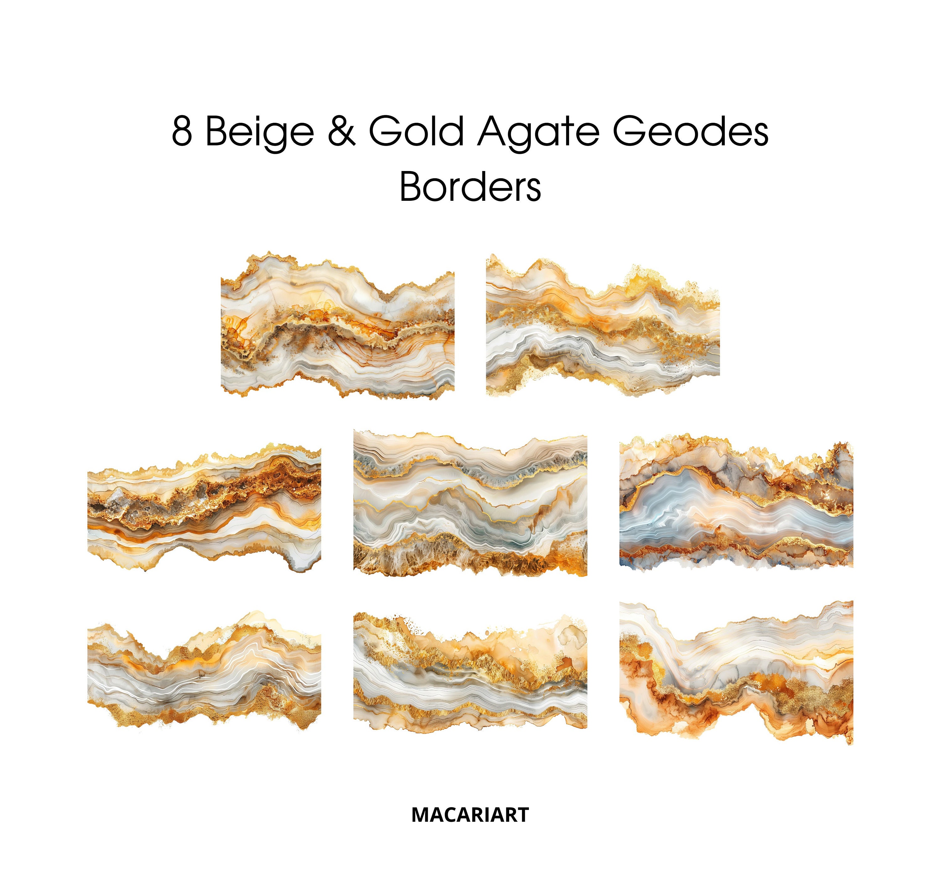 Beige Agate Borders Clipart Gold Glitter Beige Marble Border Geode ...