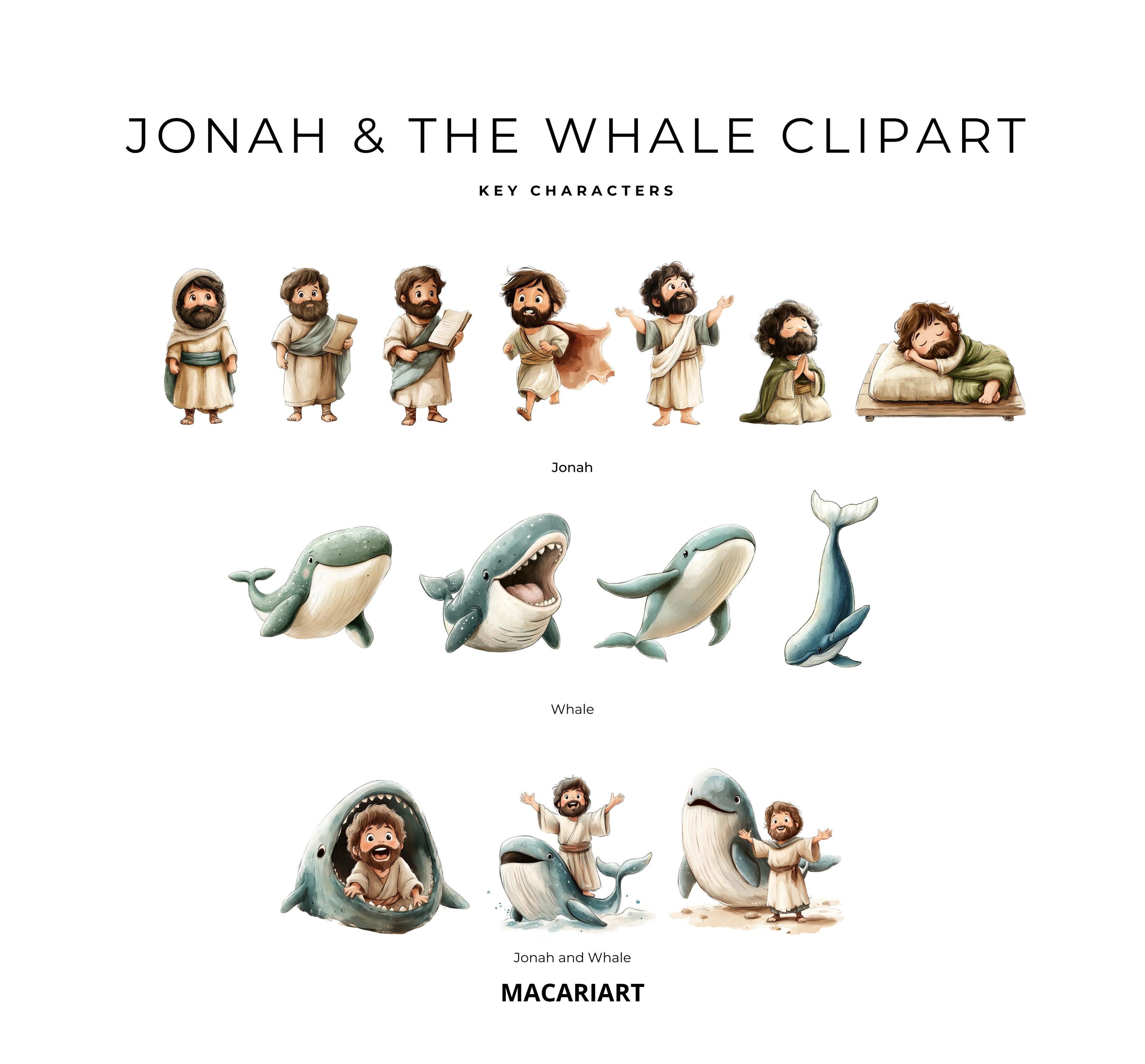 Jonah and the Whale Clipart, Book of Jonah, Biblical Character Clipart ...