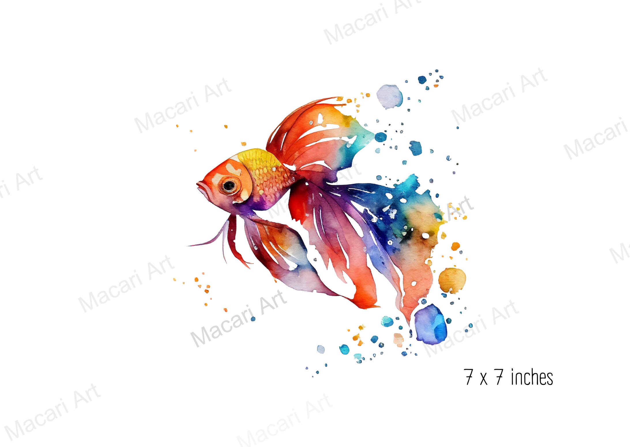 Watercolor Fish Clipart Fish Art Digital Clipart Fish Wall Decor ...
