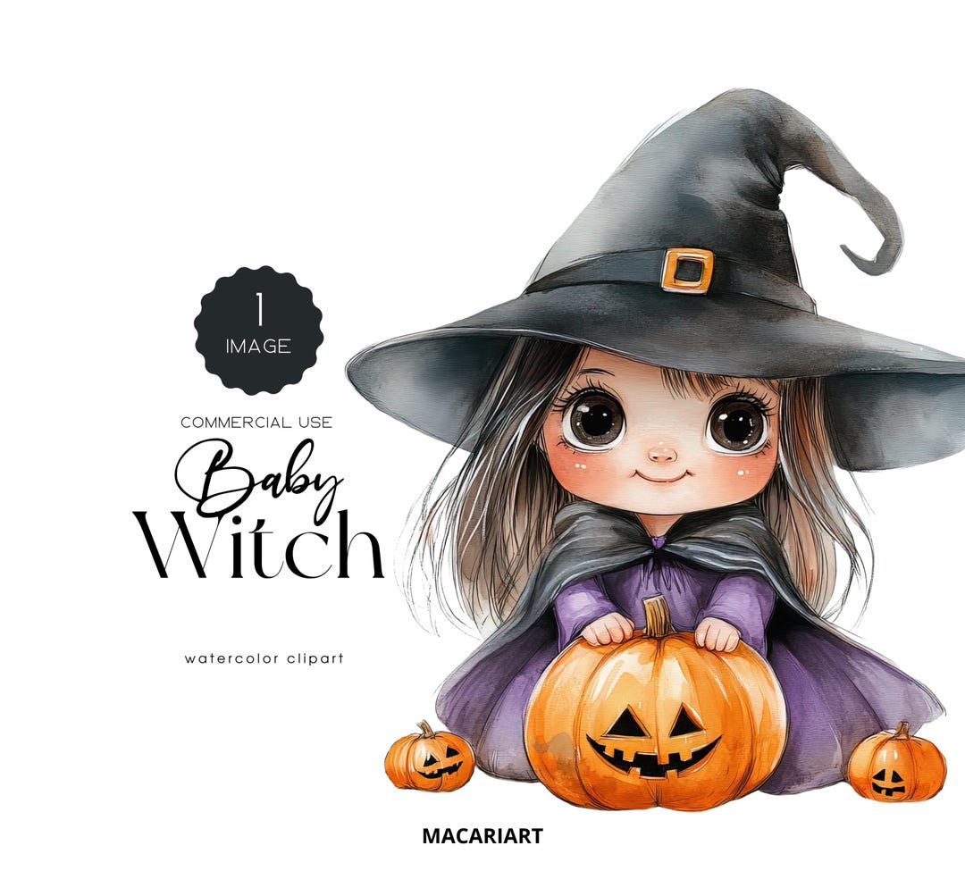 Cute Witch Clipart Watercolor Halloween Clip Art Mystical Witches Png ...